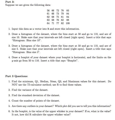 Solved Part 3 Suppose We Are Given The Following Data 75 81 108 1