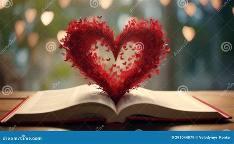 An Open Book With A Red Heart On Top Stock Image Image Of Chapter Generated 291044879