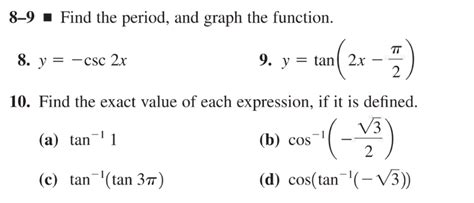 Solved 8 9 Find The Period And Graph The Function 8