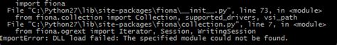 Fiona Importerror Dll Load Failed Geographic Information Systems