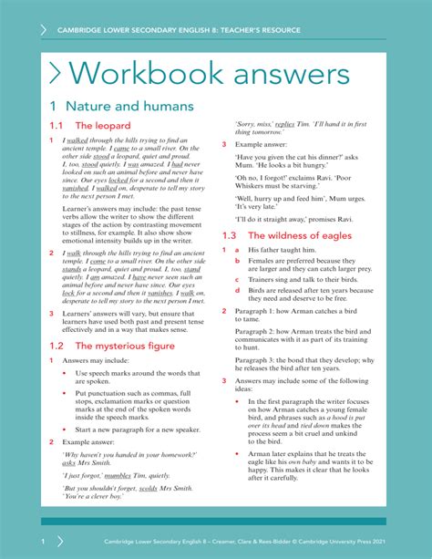 Cambridge English 8 Workbook Answers Teacher Resource