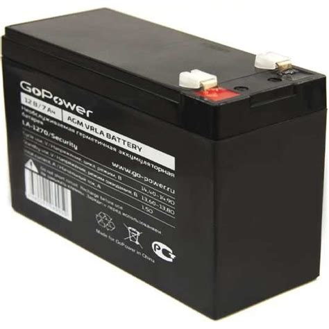 Аккумулятор свинцово-кислотный LA-1270/security 12V, 7Ah, клеммы T1/ F1 ...