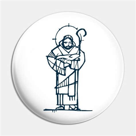 Jesus Christ Good Shepherd Ink Illustration Hand Drawn Illustration