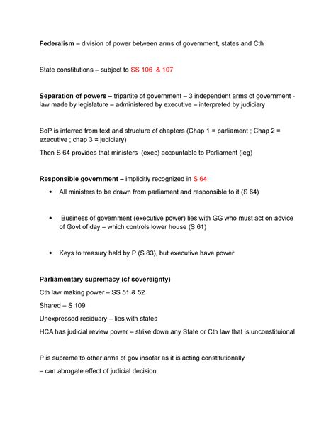 Consti Notes Fad Auto Recovered Federalism Division Of Power Between Arms Of Government