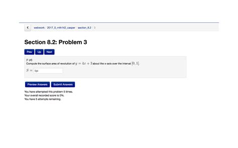 Solved 1 Pt Compute The Surface Area Of Revolution Of