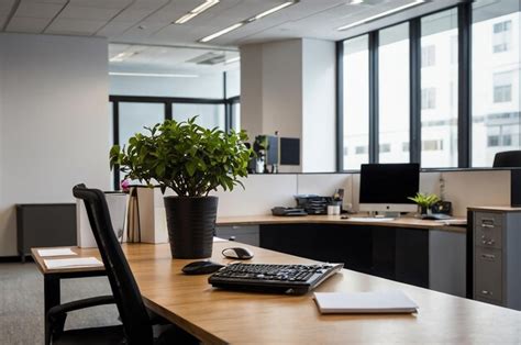 Modern Office Workspace Setup Premium Ai Generated Image
