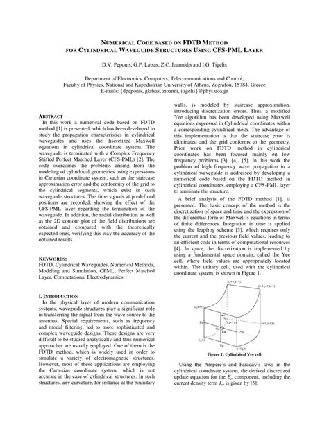 Pdf Numerical Code Based On Fdtd Method For Cylindrical Waveguide Structures Using Cfs Pml Layer