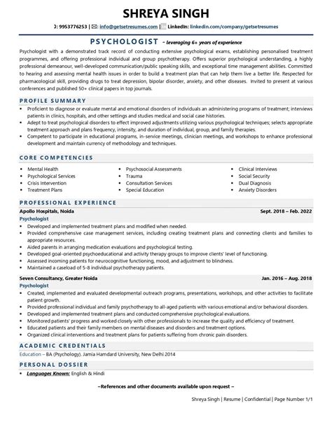 Psychologist Resume Examples And Template With Job Winning Tips