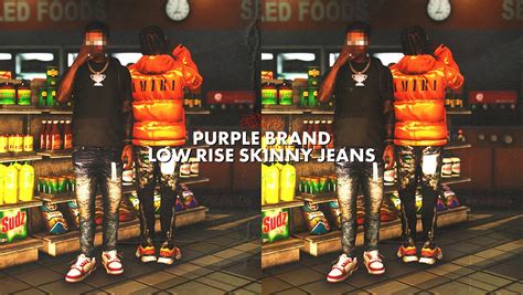 Purple Brand Low Rise Skinny Jeans For Mp Male Gta5