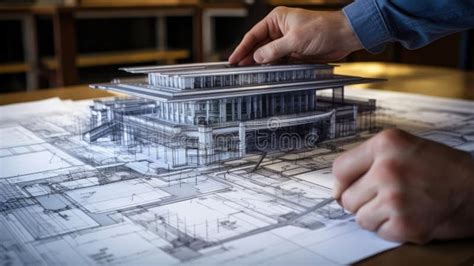 Engineer Architect Develops A Layout Of Architecture Stock Illustration
