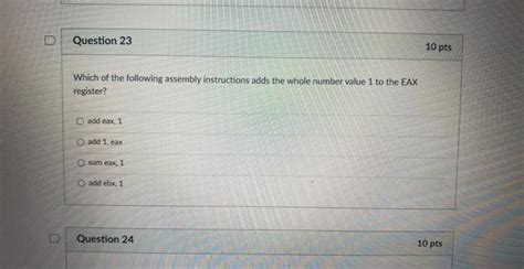 Solved What In The Ultimate Value In The Eax Regsiter After