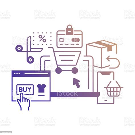 일러스트 온라인 쇼핑 컨셉의 벡터 세트 웹 페이지 배너 포스터 인쇄 등을 위한 라인 아트 스타일 배경 디자인 벡터 일러스트레이션