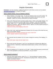 Lab Angular Kinematics 1 Doc Name Date Period Angular Kinematics