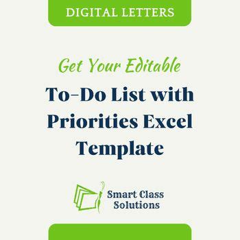 To Do List With Priorities Excel Template Best Seller By SmartClass Solutions