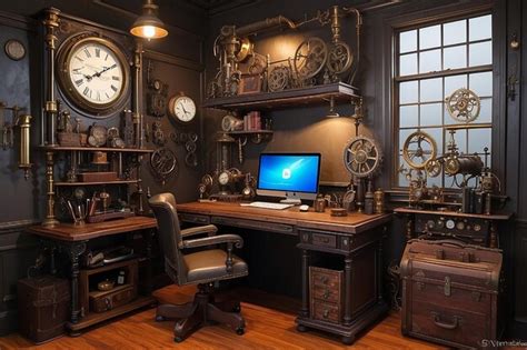 Premium Photo Victorian Steampunk Desk Setup