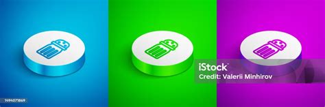 파란색 녹색 및 보라색 배경에 격리 된 등색 선 소금 아이콘 향신료를 요리합니다 흰색 원 버튼입니다 벡터 3차원 형태에 대한