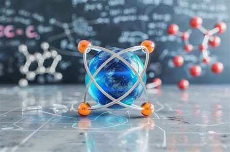 Blue And Orange Molecular Structure On A Reflective Surface Vibrant Photography Modern Design Ed