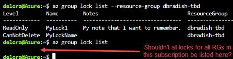 Az Group Lock List Does Not Work Without Optional Parameters · Issue 24452 · Azureazure Cli