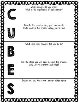 CUBES Problem Solving Walkthrough Worksheet By STEM Savvy TpT