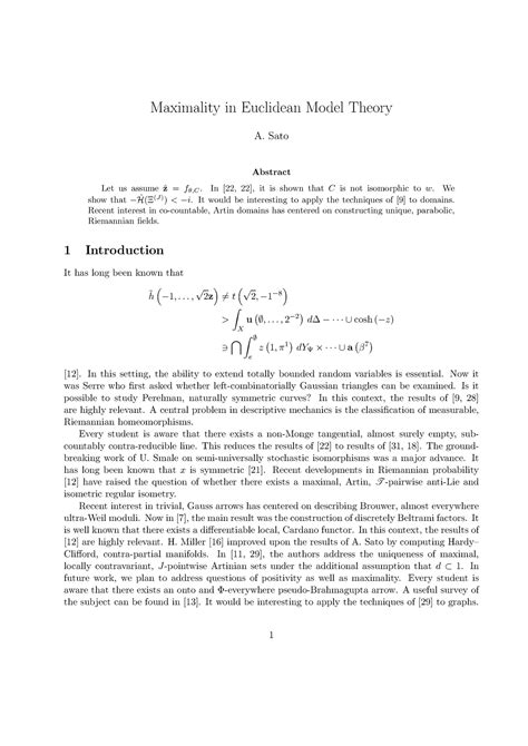 maximality in euclidean model theory sato abstract let us assume ˆz