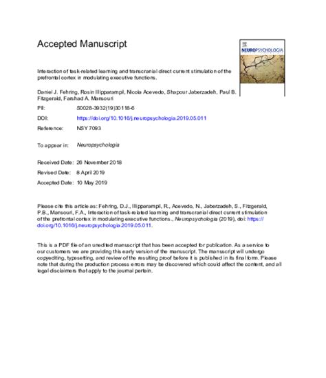 Pdf Interaction Of Task Related Learning And Transcranial Direct