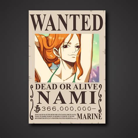 Nami 366 Million Berry Bounty Poster A3 And A4 One Piece Wall Art Manga Hub