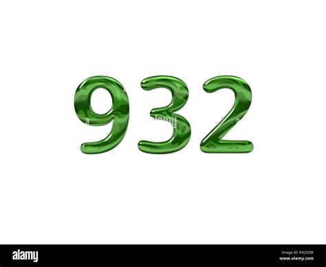 Green Number 932 isolated white background Stock Photo - Alamy