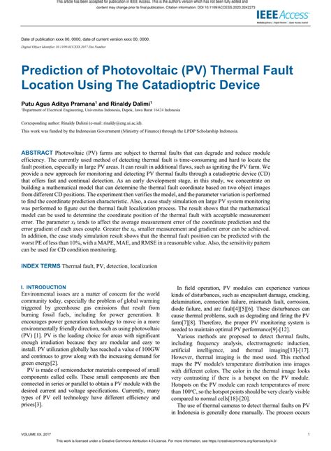 Pdf Prediction Of Photovoltaic Pv Thermal Fault Location Using The