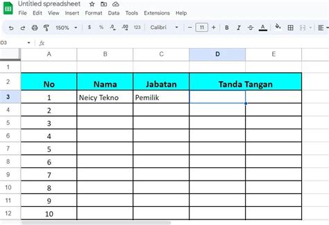Cara Membuat Kolom Tanda Tangan Zig Zag Di Spreadsheet Neicy Tekno