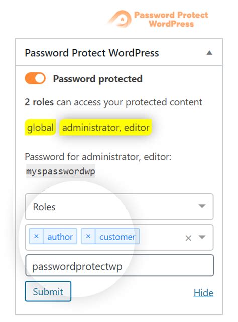 Screenshots Password Protect Wordpress Pro