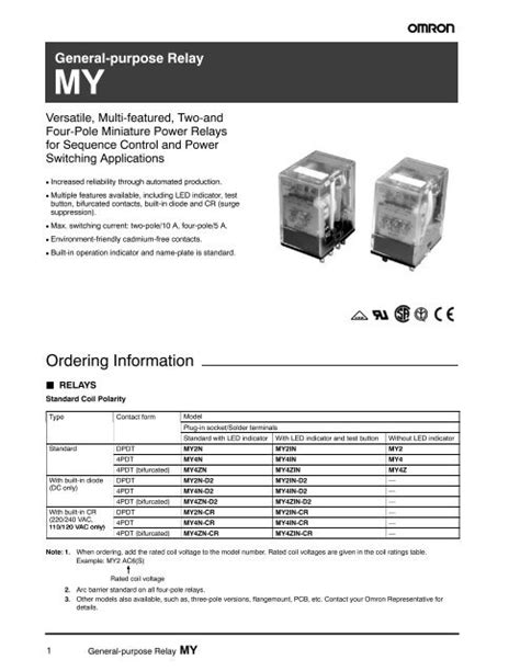 Relay My2n 24vdc Omron Datasheet Price Online