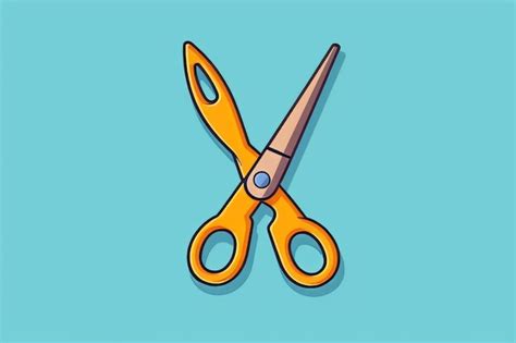 Premium Photo A Yellow Scissors With The Word Cut Out On A Blue Background