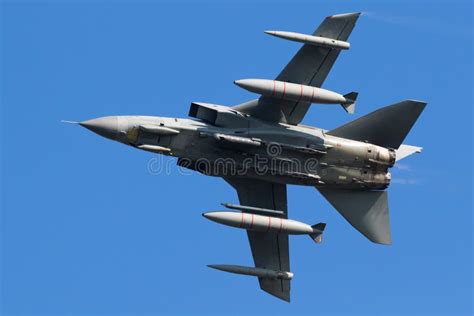 Military Air Force Fighter Jet Interceptor Airplane In Full Flight