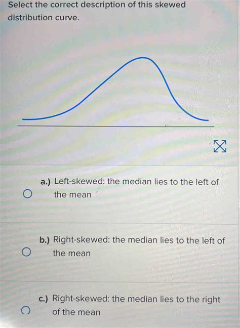 Select The Correct Description Of This Skewed Distribution Curve A