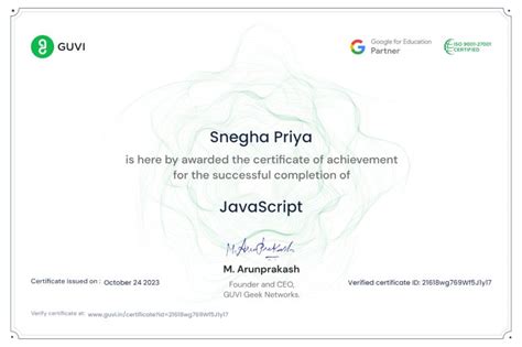 Javascript Webdevelopment Certification Guvi Learningjourney B