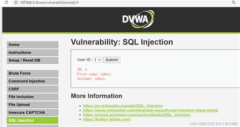 Dvwa Sql Injection Sql注入在“sql Injection”通过post型sql注入方法获得用户名、密码等敏感信息