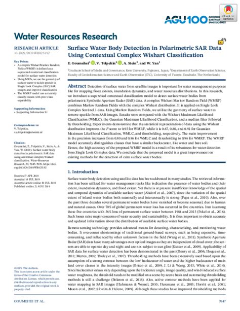 pdf surface water body detection in polarimetric sar data using contextual complex wishart