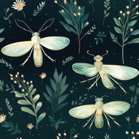 Premium Ai Image Grasshopper Pattern Illustrated Simple Texture