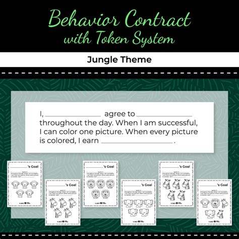 Behavior Contract With Token System Jungle Theme Behavior Analyst Resource Center