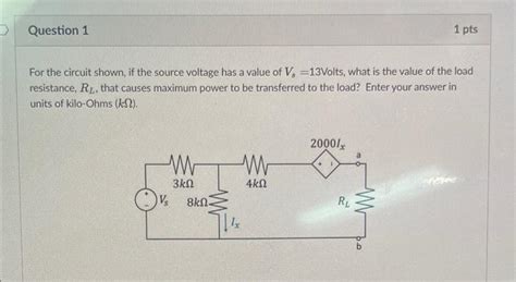 Solved For The Circuit Shown If The Source Voltage Has A Chegg