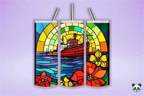 Cargo Ship Stained Glass 2 Background Graphic By Pandastic · Creative