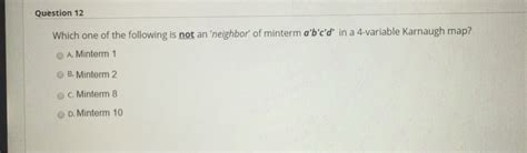 Solved Question What Is The Minterm List Of The Function Chegg Com