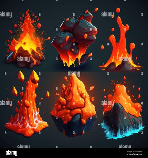 Element Lava Splash Vfx Game Ai Generated Orange Energy Flash Bubble Red Flame Element Lava