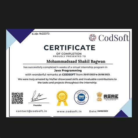 Msaad Bagwan On Linkedin Java Codsoft Achievement
