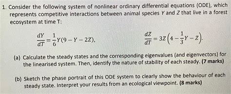 Solved Consider The Following System Of Nonlinear Chegg