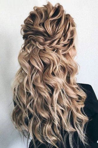 Curled Hairstyles Half Up Half Down With Braid