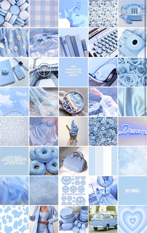 Blue Wall Collage Kit Blue Aesthetic Photo Collage Kit Etsy Porn Sex