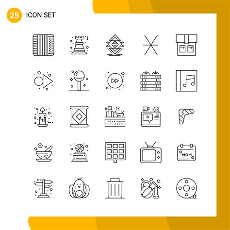 25 Icon Set Line Style Icon Pack Outline Symbols Isolated On White Backgound For Responsive