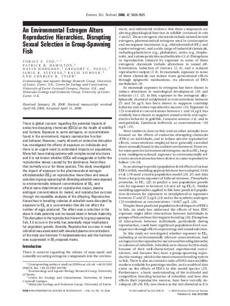 Pdf An Environmental Estrogen Alters Reproductive Hierarchies