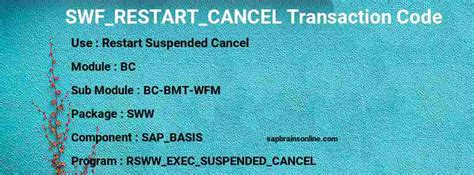 Swf Restart Cancel Sap Tcode For Restart Suspended Cancel